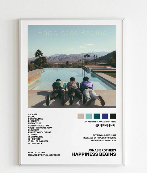 Happenies Begins - Jona Brothers Poster, Album Cover Art, Personalized ...