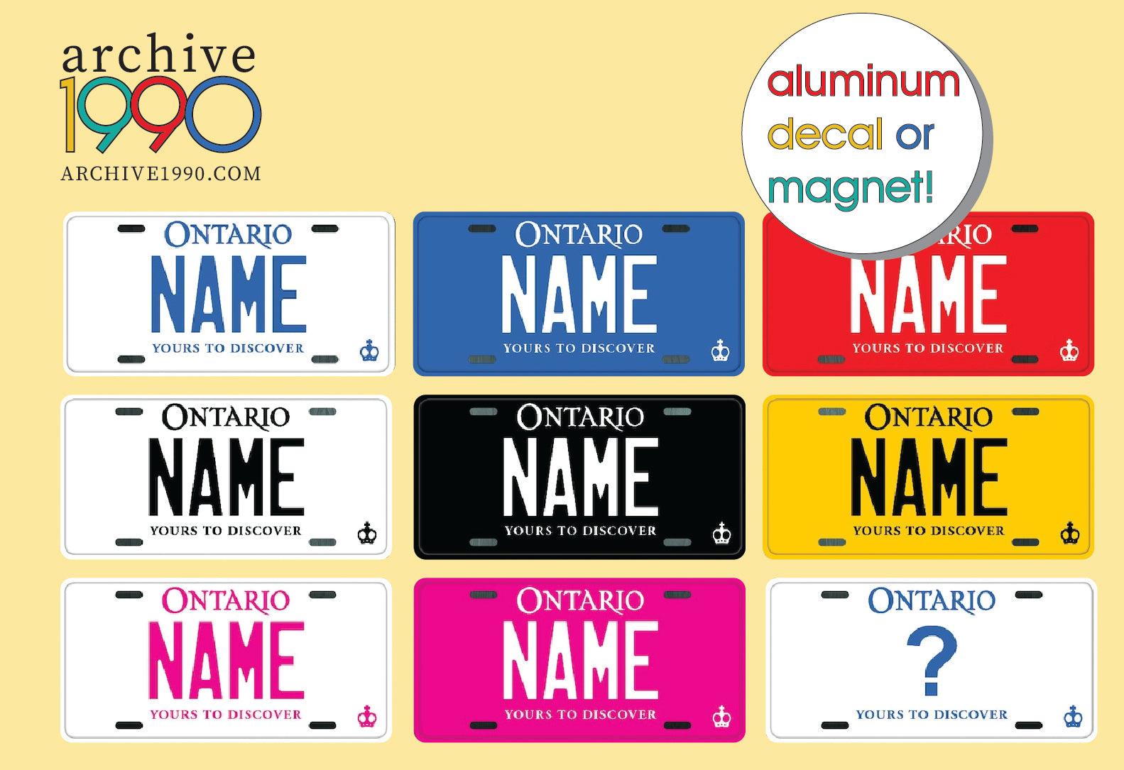 Custom Ontario Vanity License Plate - ALUMINUM / VINYL STICKER / MAGNE ...