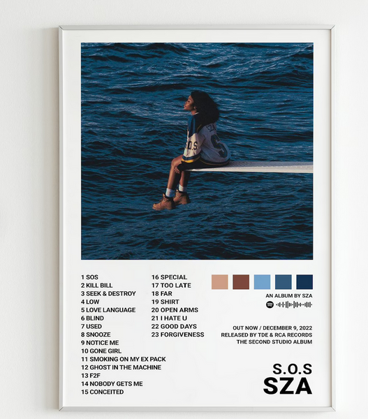 SOS - SZA Music Poster, Album Cover Art, Personalized Gift - Archive1990